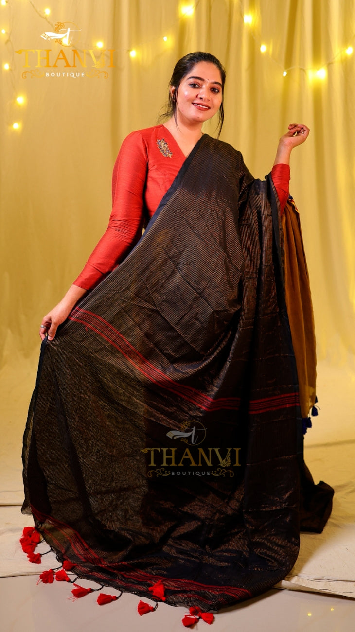 Stripes Mini Saree - Low Budget Khadi Sarees | Thanvi Boutique