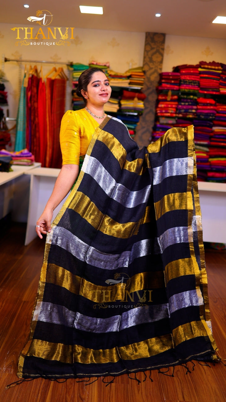 Premium Linen saree – Thanvi Boutique